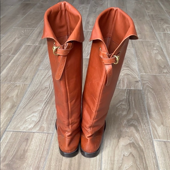 Coach | Shoes | Coach Terracotta Red Leather Over The Knee Boots | Poshmark